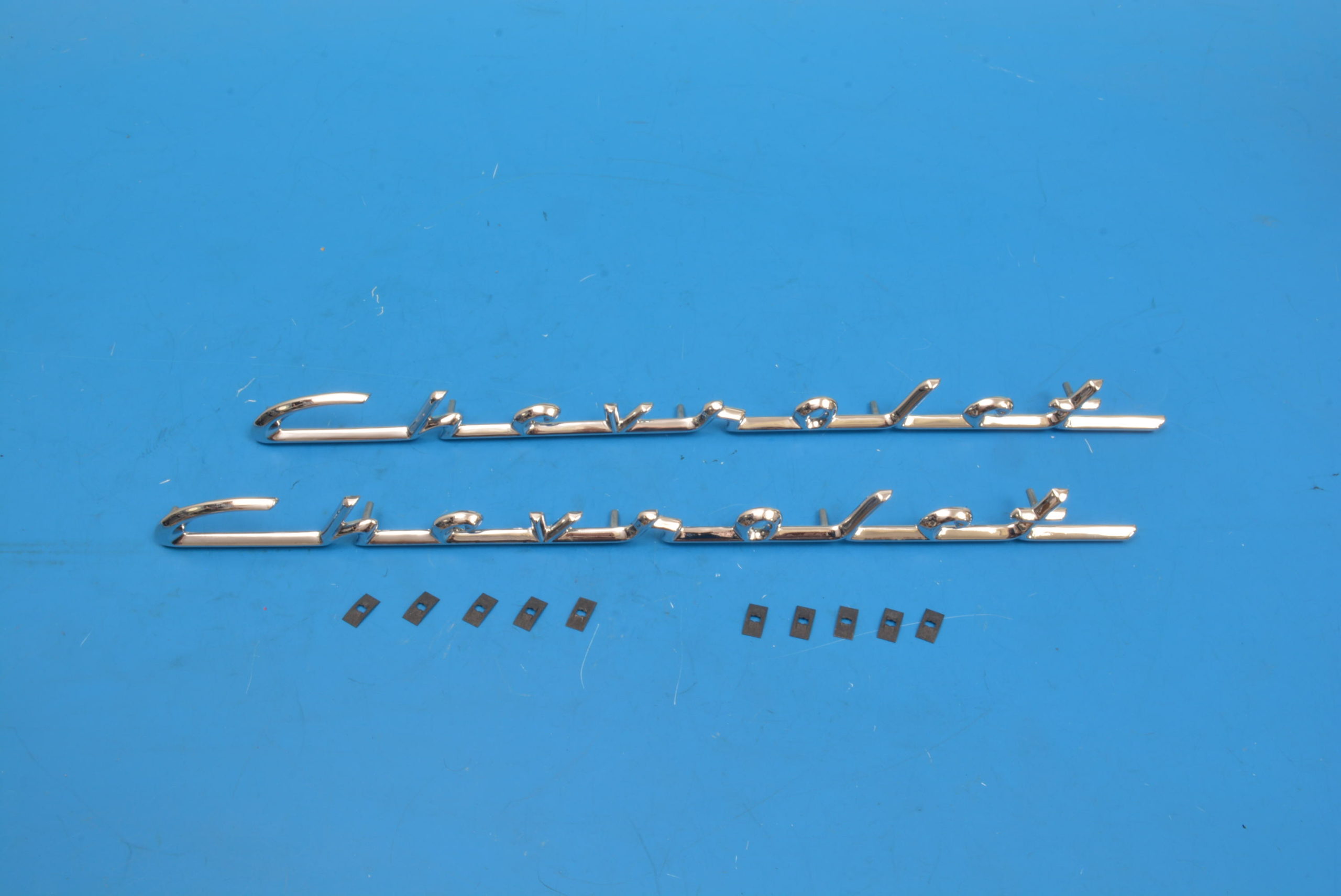 Chevy Fender Chevrolet Scripts, Pair, 210 & 150, 1955